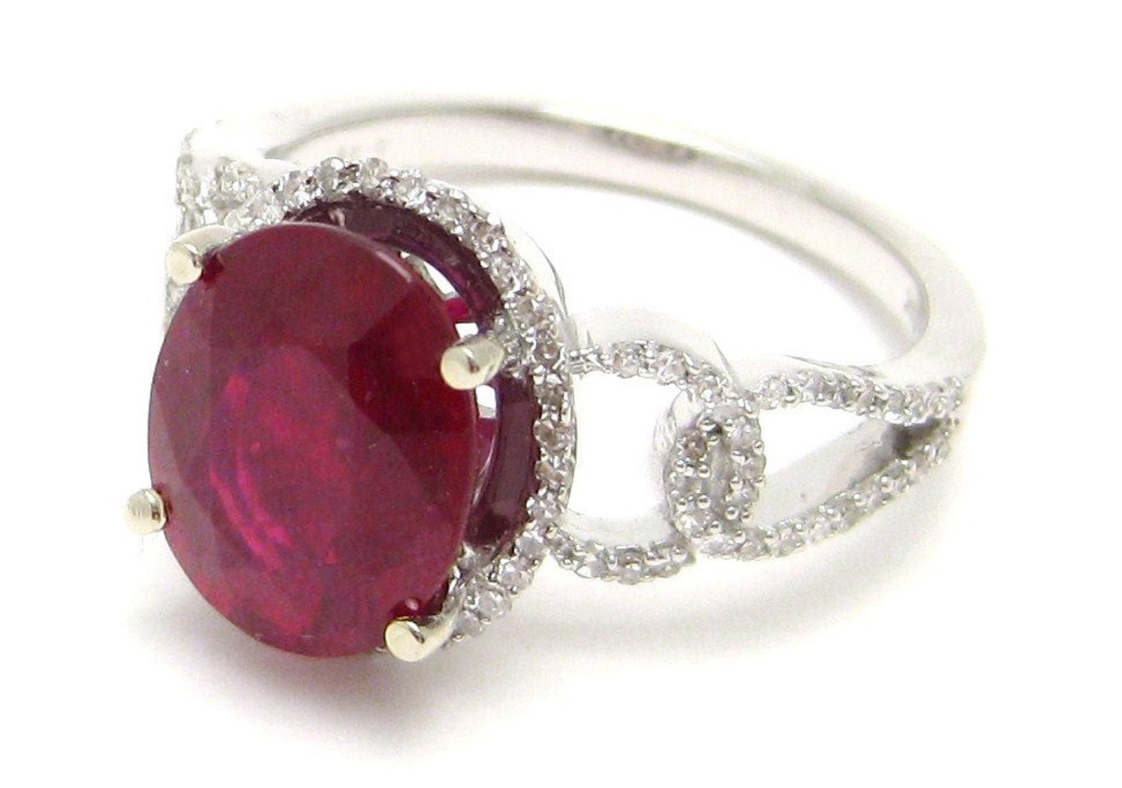 Oval Cut Rich RED RUBY & Diamonds Engagement Ring Rub900 - Etsy