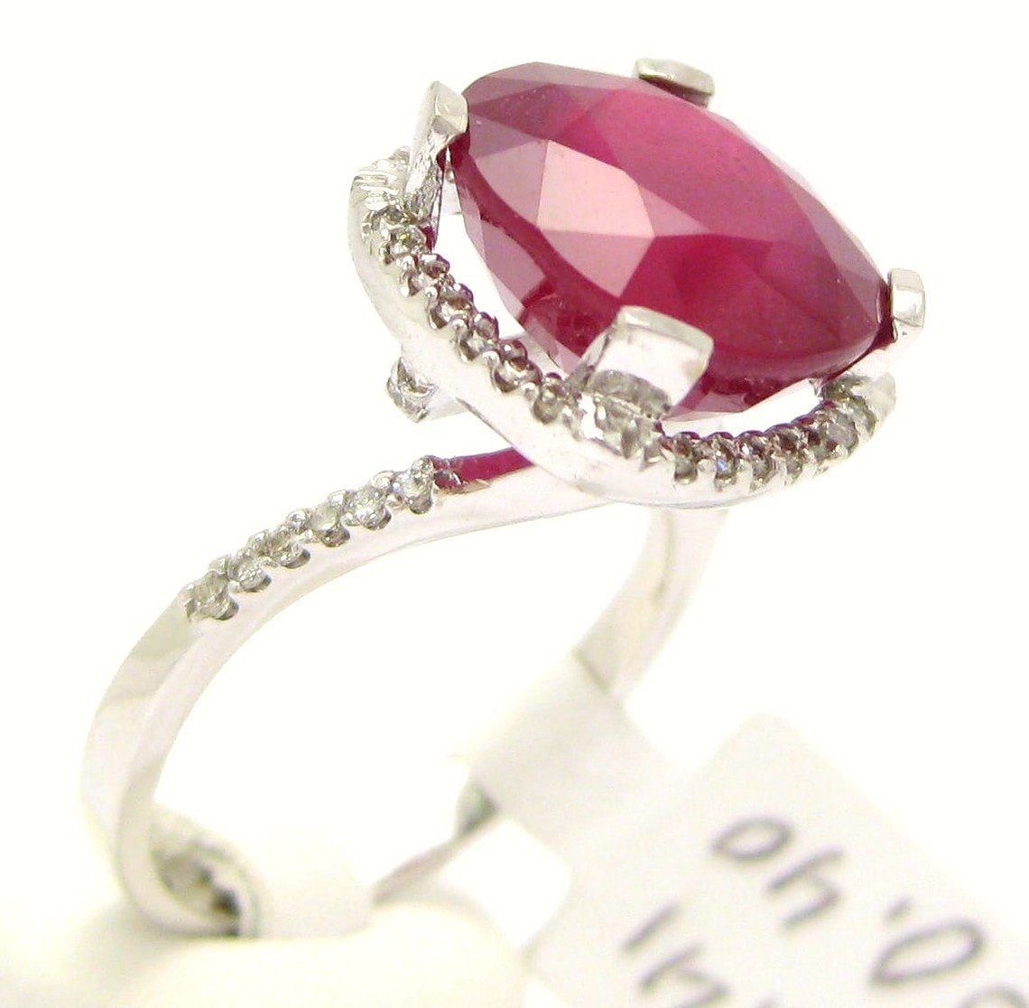 8.40ctw Cushion Cut Rich RED RUBY & Diamonds Engagement Ring - Etsy