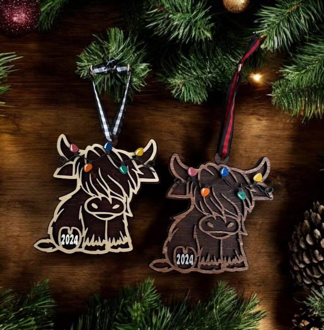 Handcrafted Highland Cow Christmas Ornament With/without Year - Etsy