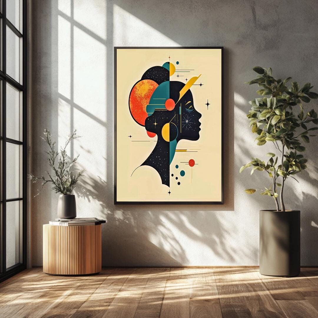 Boho Female Outer Space Art Print – Celestial Woman Wall Decor, Cosmic ...