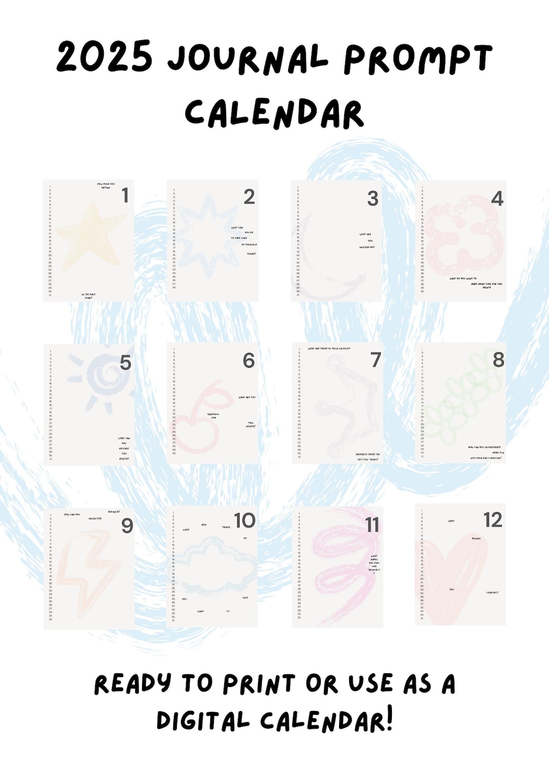 2025 Printable Journal Prompt Calendar - Etsy