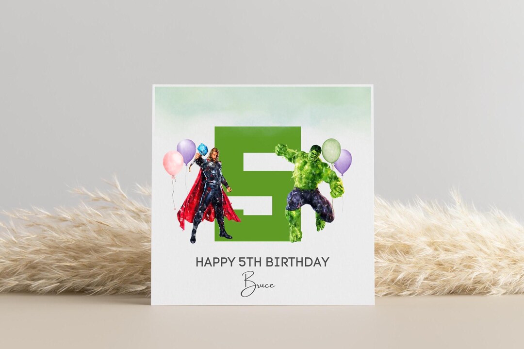 Personalised the Hulk & Thor Birthday Card - Etsy