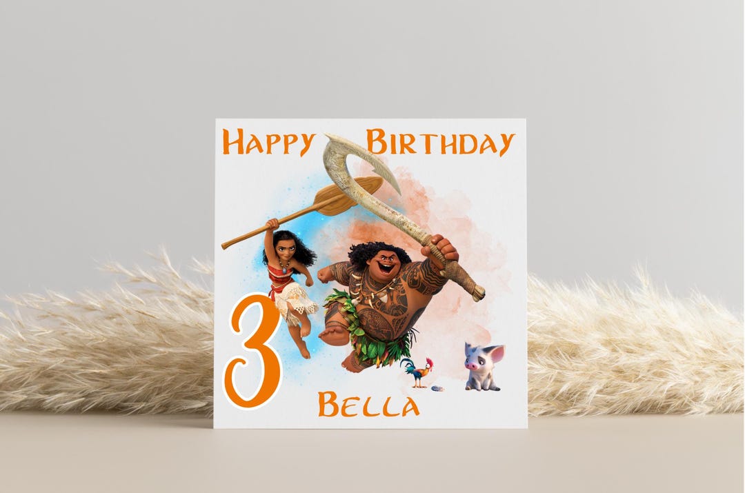 Personalised Moana Birthday Card - Etsy