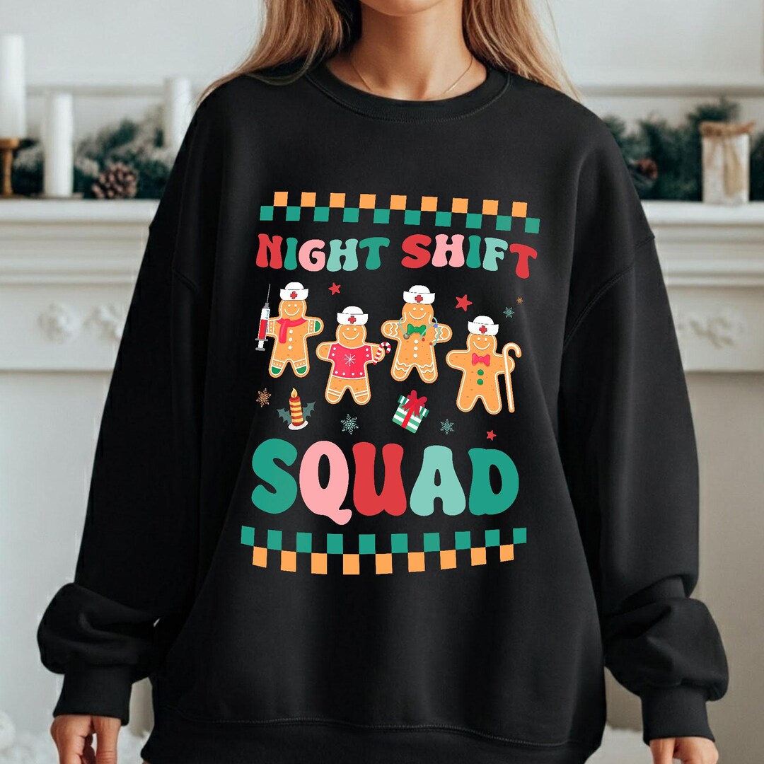 Gingerbreads Night Shift Squad Png, Xmas Nurse Png, Night Shift ...