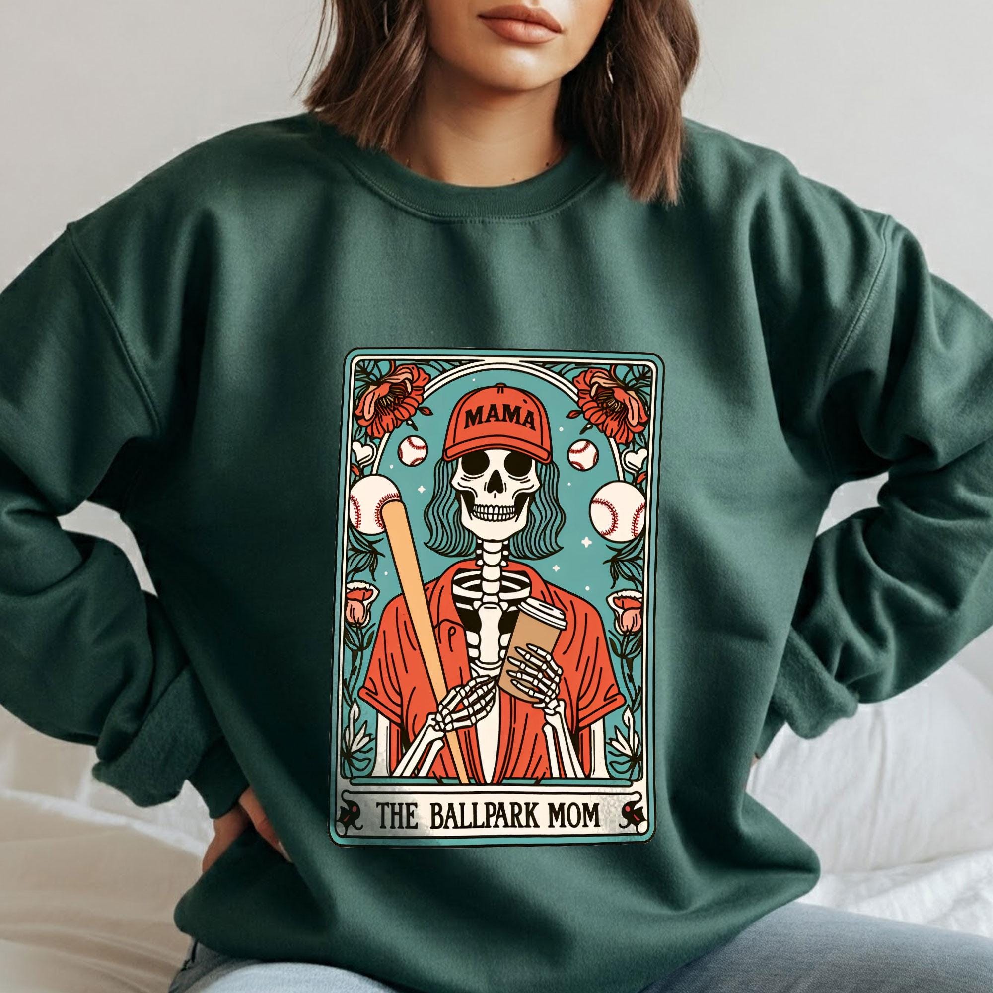 The Baseball Mom Tarot Card PNG Skeleton Mom PNG for Shirt Design, Wall ...
