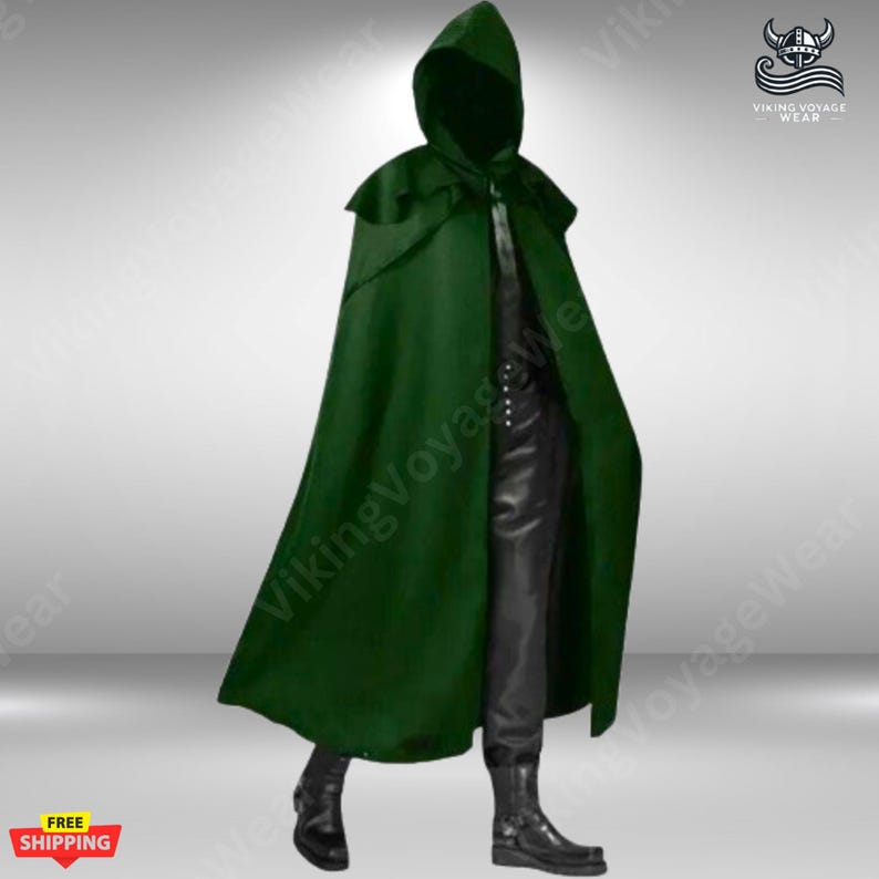 Medieval Viking Cloak With Hood, Renaissance Vampire Wizard Cloak for ...