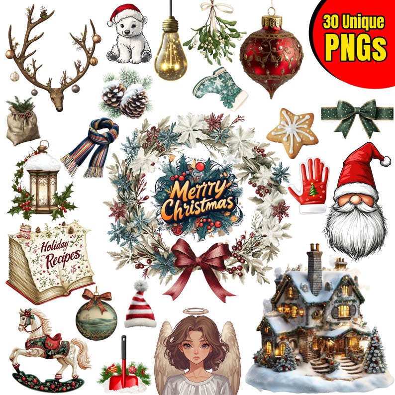 Christmas Magic Clip Art Set 30 Unique Clip Arts, 2048 X 2048 Px ...