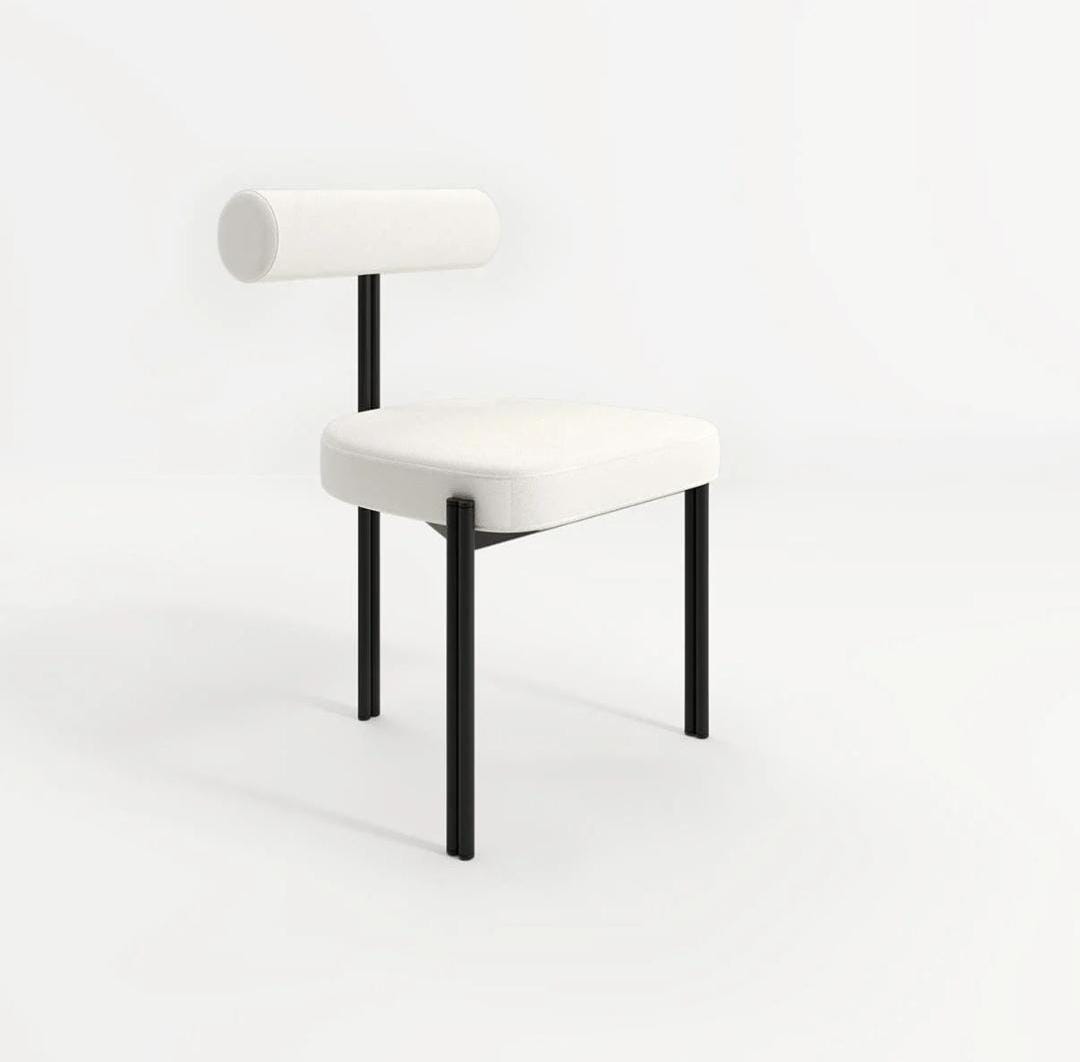 Modern Minimalist Dining Chair – White Upholstered Seat With Black ...