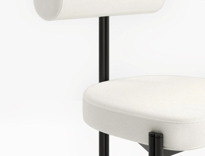 Modern Minimalist Dining Chair – White Upholstered Seat With Black ...