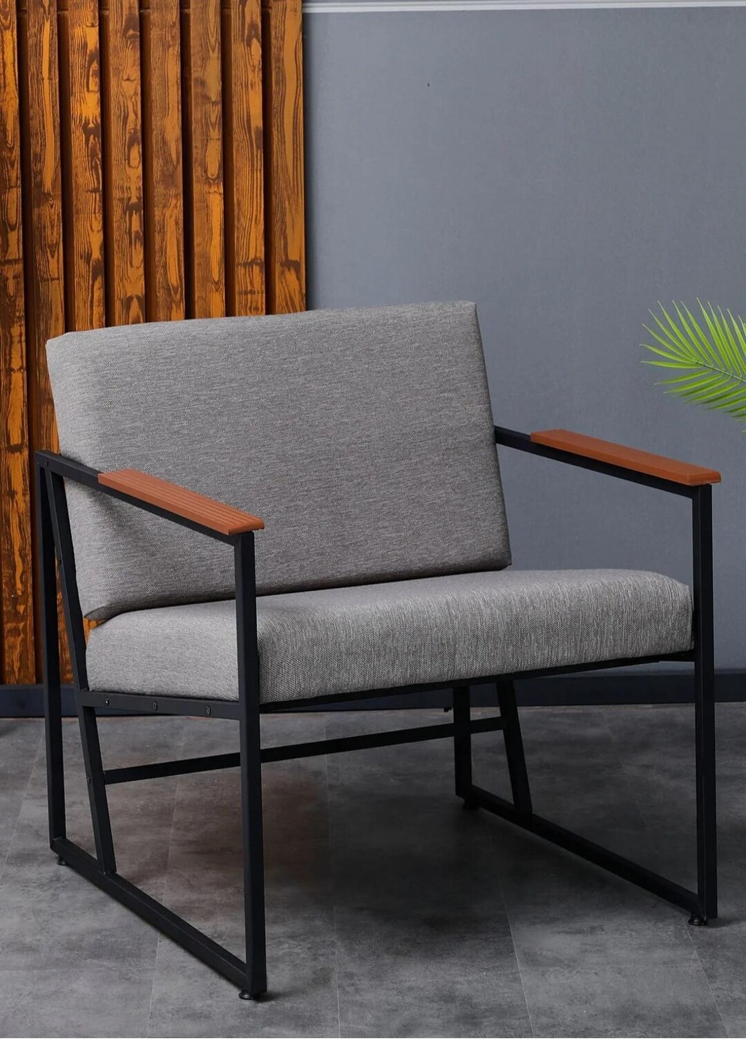 Modern Industrial Armchair | Metal Frame Lounge Chair With Cushioned ...