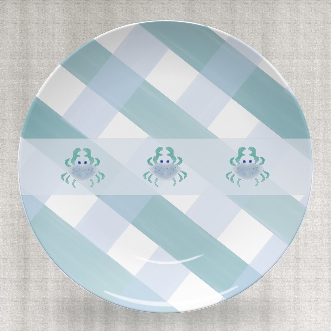 Plate-kiddie Crab/crab Trio Plate/hand Drawn Checked Crab Plate/luxury ...