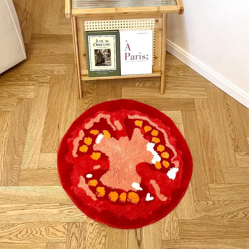 Tomato Fruit Tufted Rug - Fun Cartoon Patterned Rug for Living Room ...