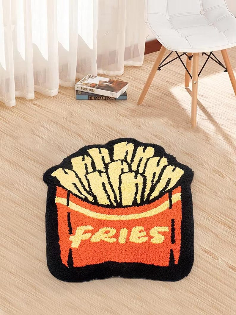 Cartoon French Fries Tufted Rug for Bathroom and Living Room Cute Fast ...