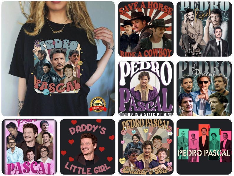 Pedro Pascal Png Bundle, Pedro Pascal Vintage Unisex Png, Actor Homage ...