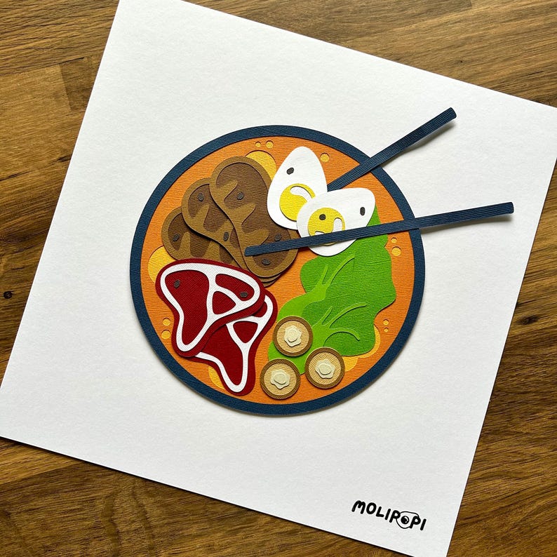Handmade Ramen Papercut Wall Art | 3D Food Decor, Kitchen Artwork ...