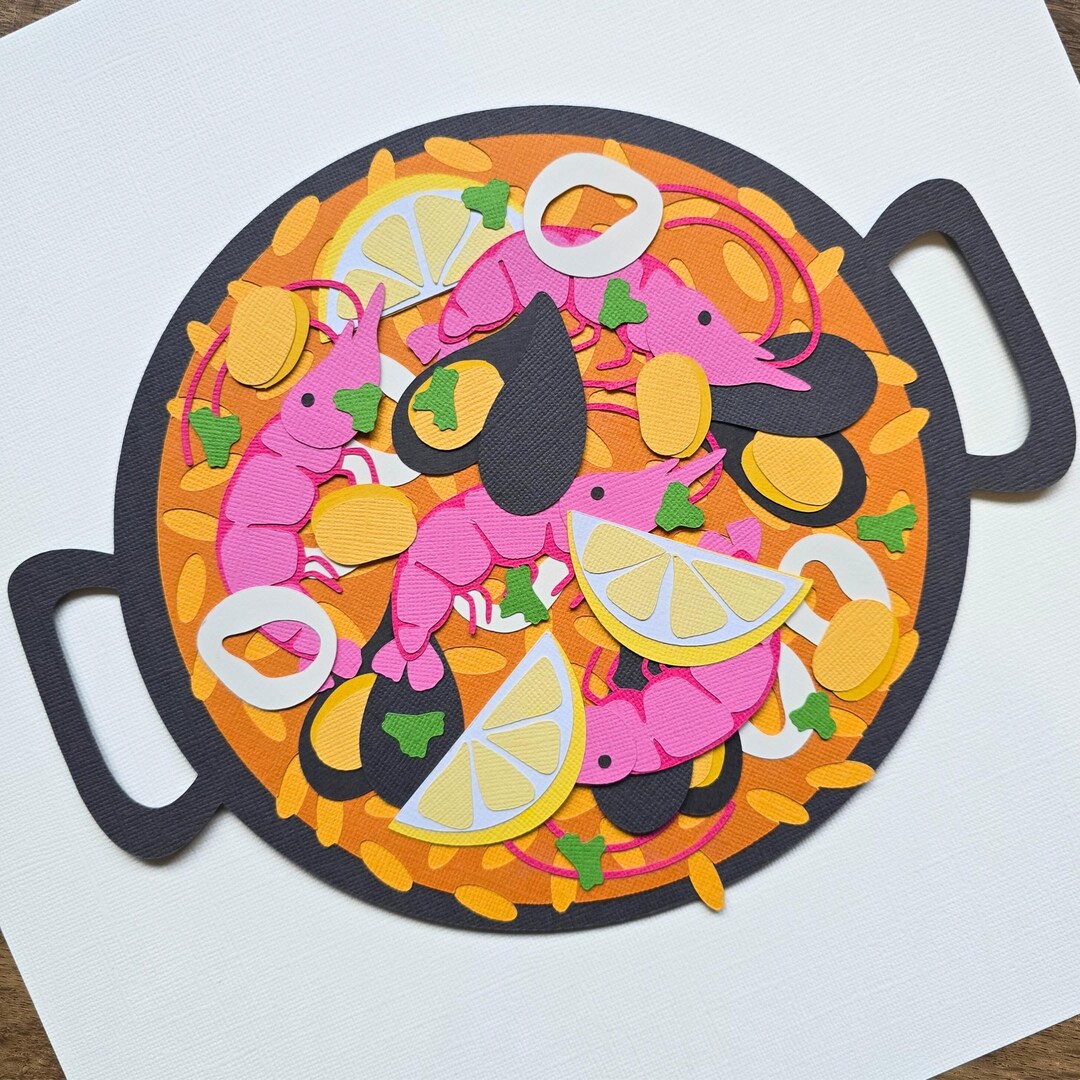 Paella Papercut Art Handmade Food 3D Wall Decor, Kitchen Artwork ...