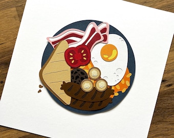 Paella Papercut Art | Handmade Food 3D Wall Decor, Kitchen Artwork ...
