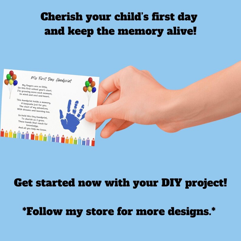 First Day of School Handprint Art: Kids Keepsake (digital Download) - Etsy