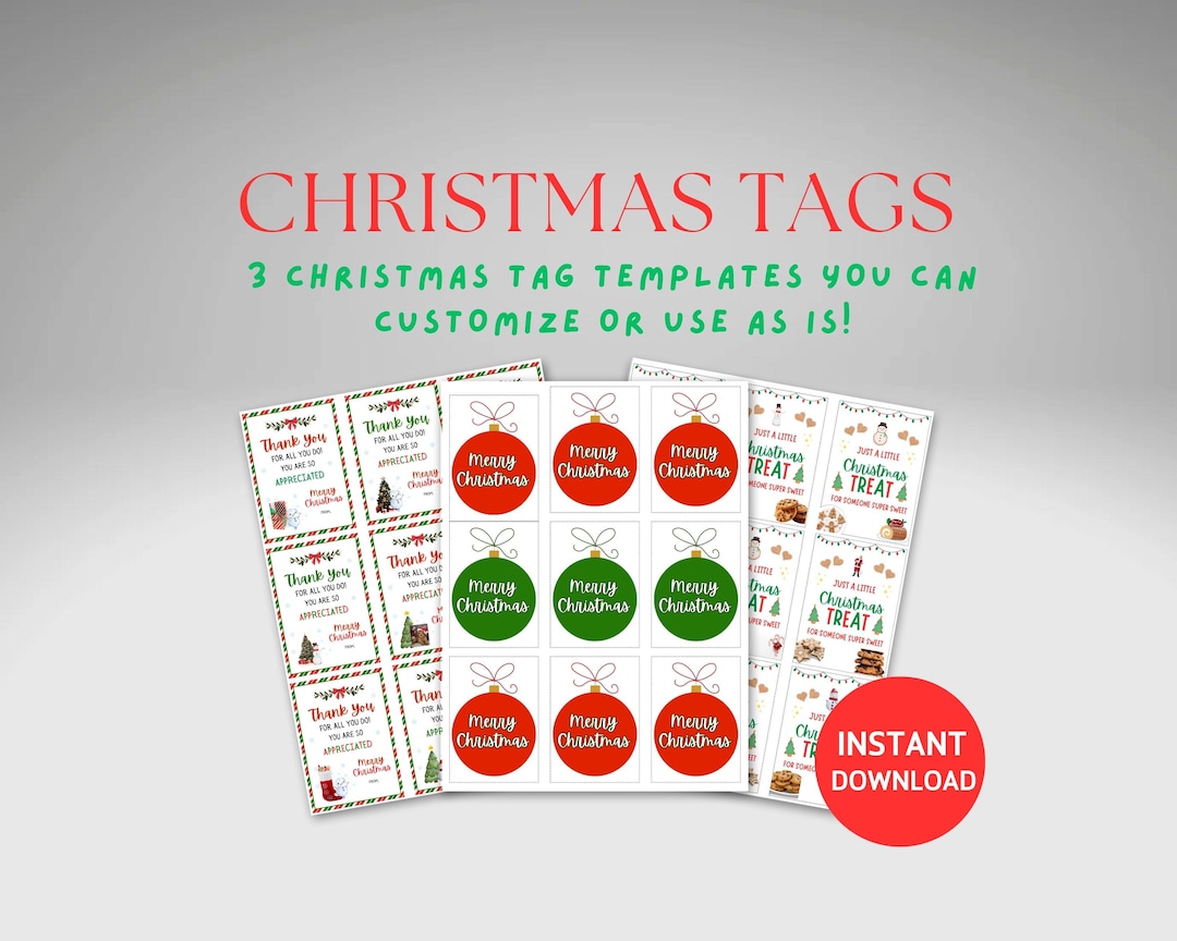 Christmas Gift Tags, Merry Christmas Holiday Tags, Christmas Labels ...