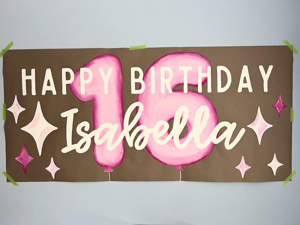 Hand Painted Brown Paper Birthday Banner - Etsy