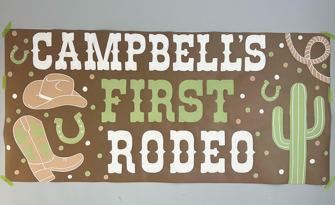 Western Rodeo Hand Painted Brown Paper Banner - Etsy