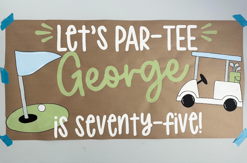 Let’s Par-tee Hand Painted Brown Paper Golf Birthday Banner - Etsy