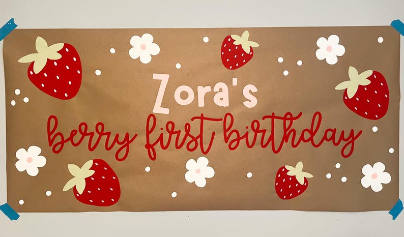 Berry First Birthday Hand Painted Brown Paper Banner - Etsy
