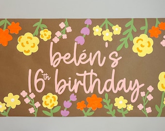 Hand Painted Brown Paper Birthday Banner - Etsy