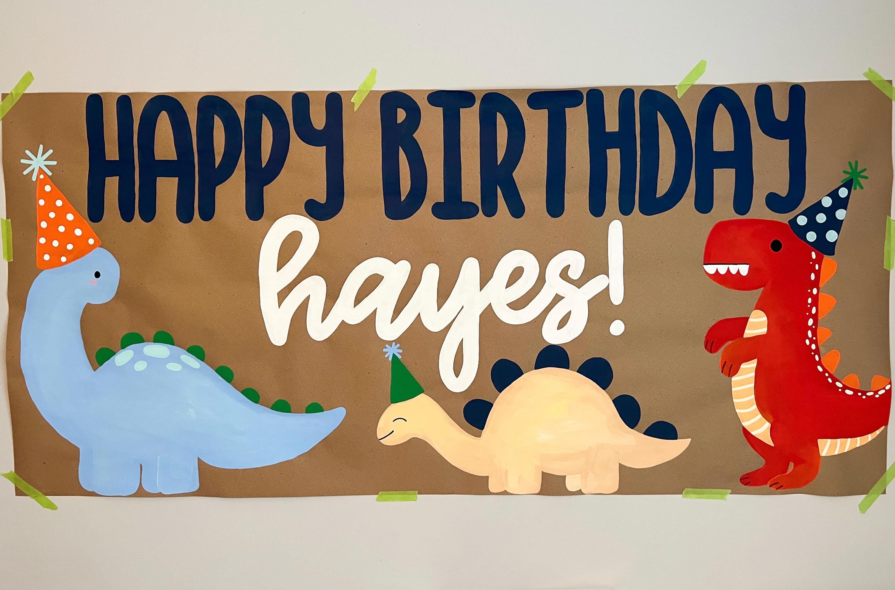 Dino Hand Painted Brown Paper Banner - Etsy