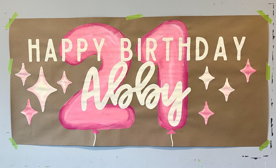 Hand Painted Brown Paper Birthday Banner - Etsy