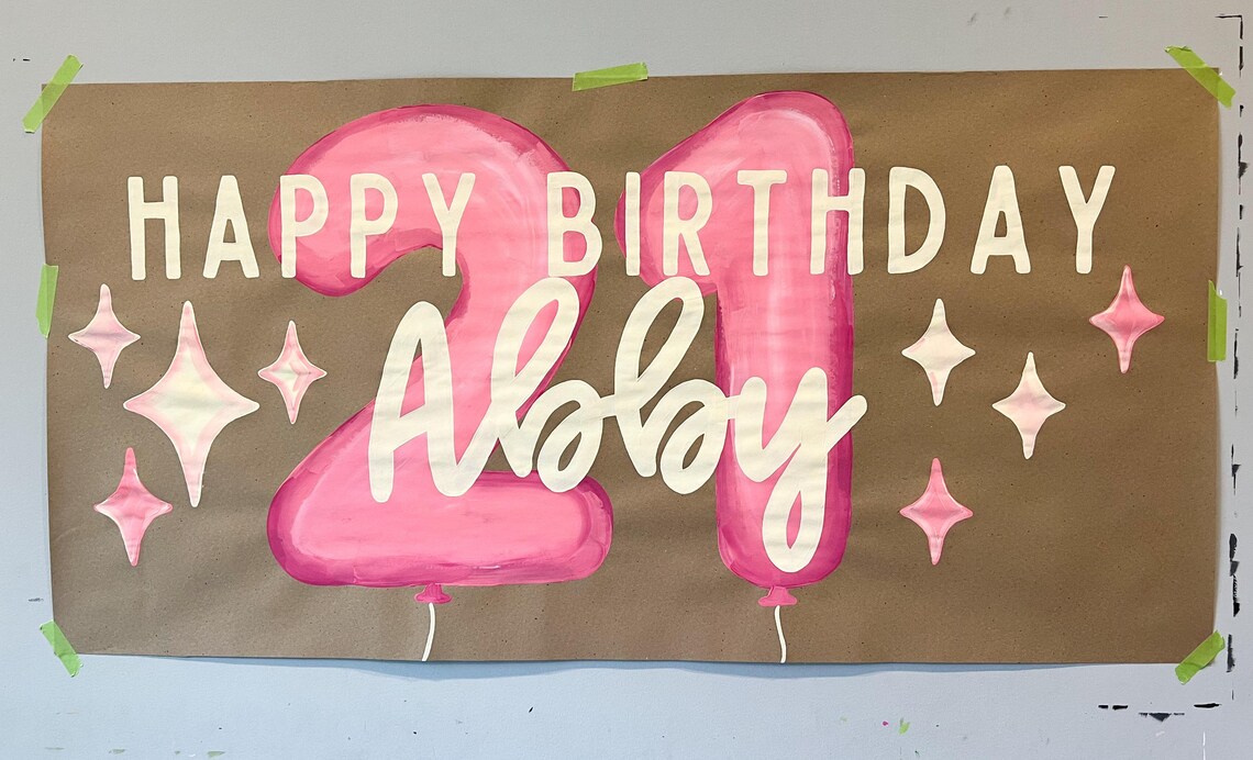 Hand Painted Brown Paper Birthday Banner - Etsy