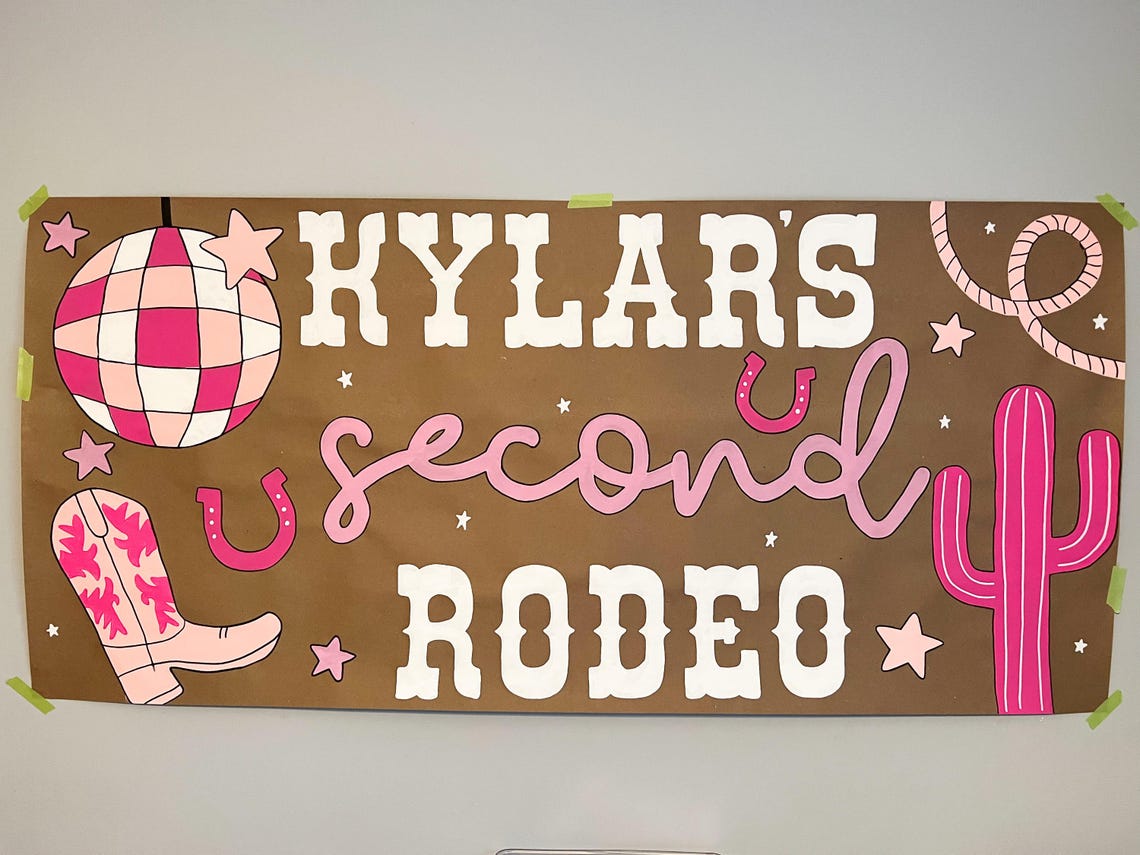 Pink Western Rodeo Hand Painted Brown Paper Banner - Etsy