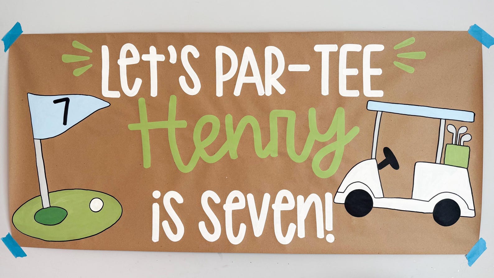 Let’s Par-tee Hand Painted Brown Paper Golf Birthday Banner - Etsy