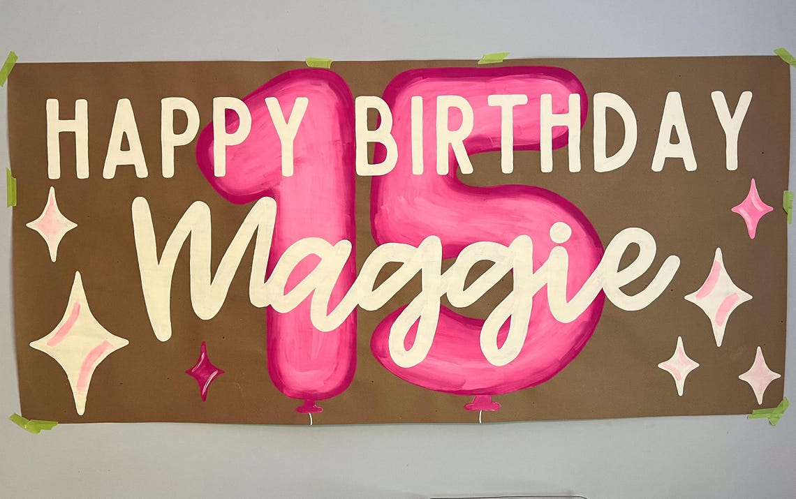 Hand Painted Brown Paper Birthday Banner - Etsy