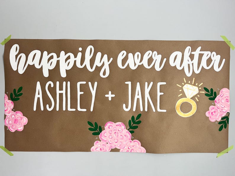Floral Bridal Shower Hand Painted Brown Paper Banner - Etsy