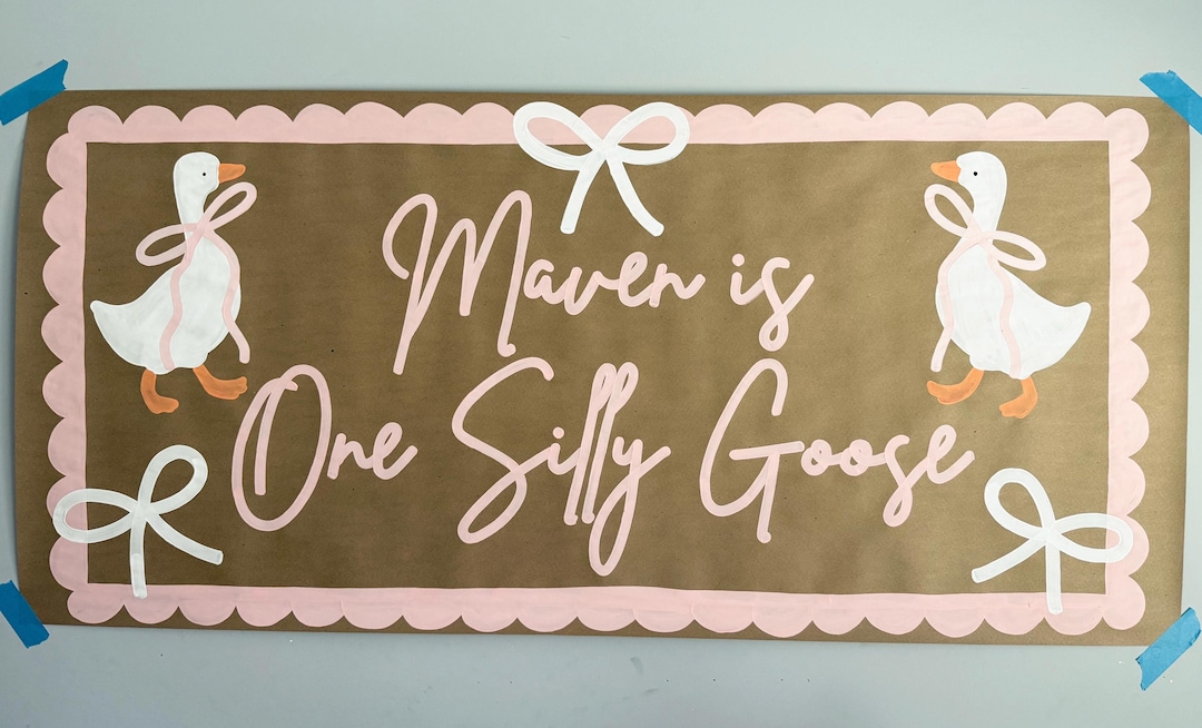 One Silly Goose Birthday Hand Painted Brown Paper Banner - Etsy