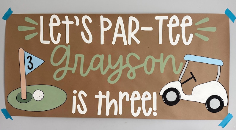 Let’s Par-tee Hand Painted Brown Paper Golf Birthday Banner - Etsy