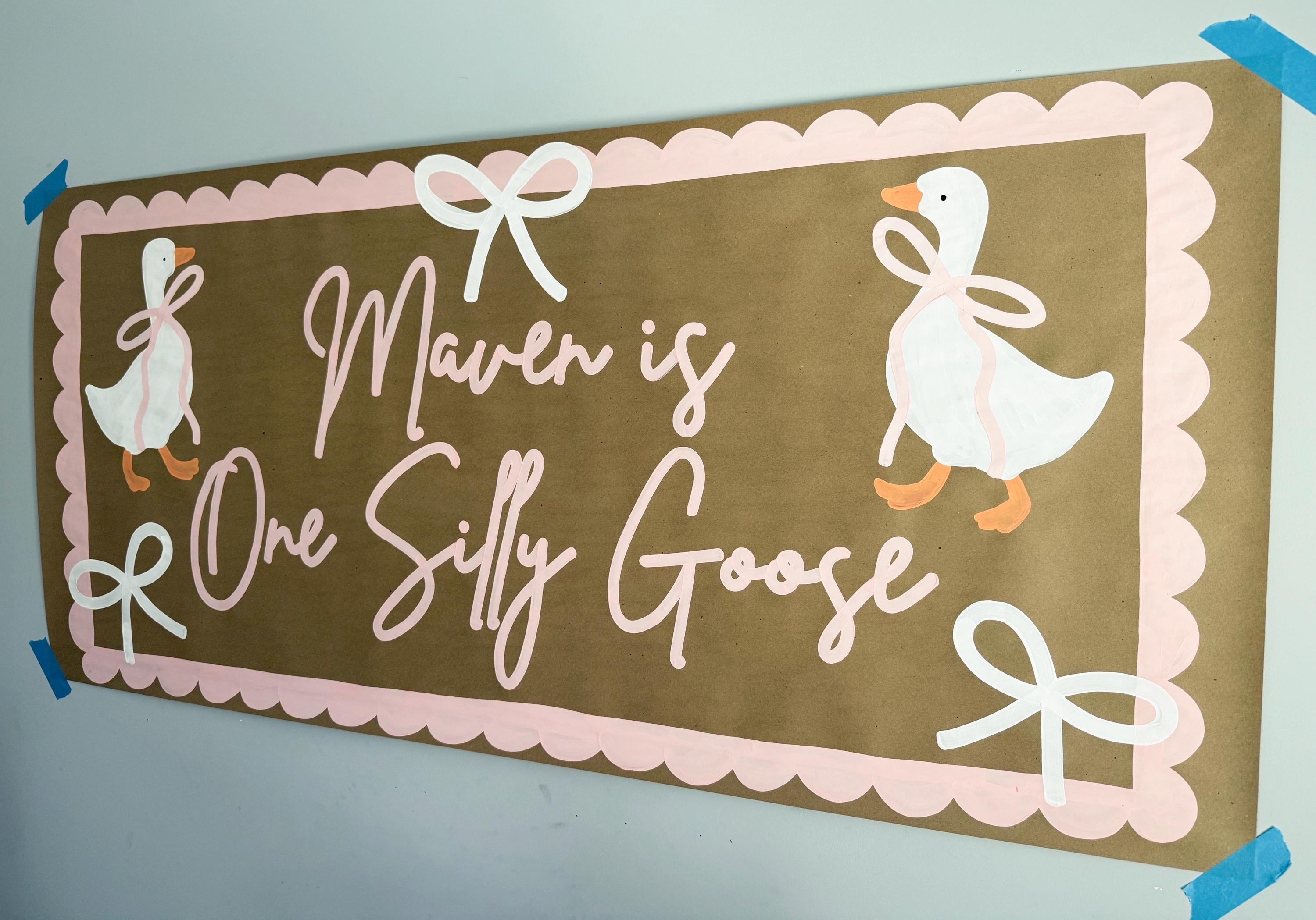 One Silly Goose Birthday Hand Painted Brown Paper Banner - Etsy