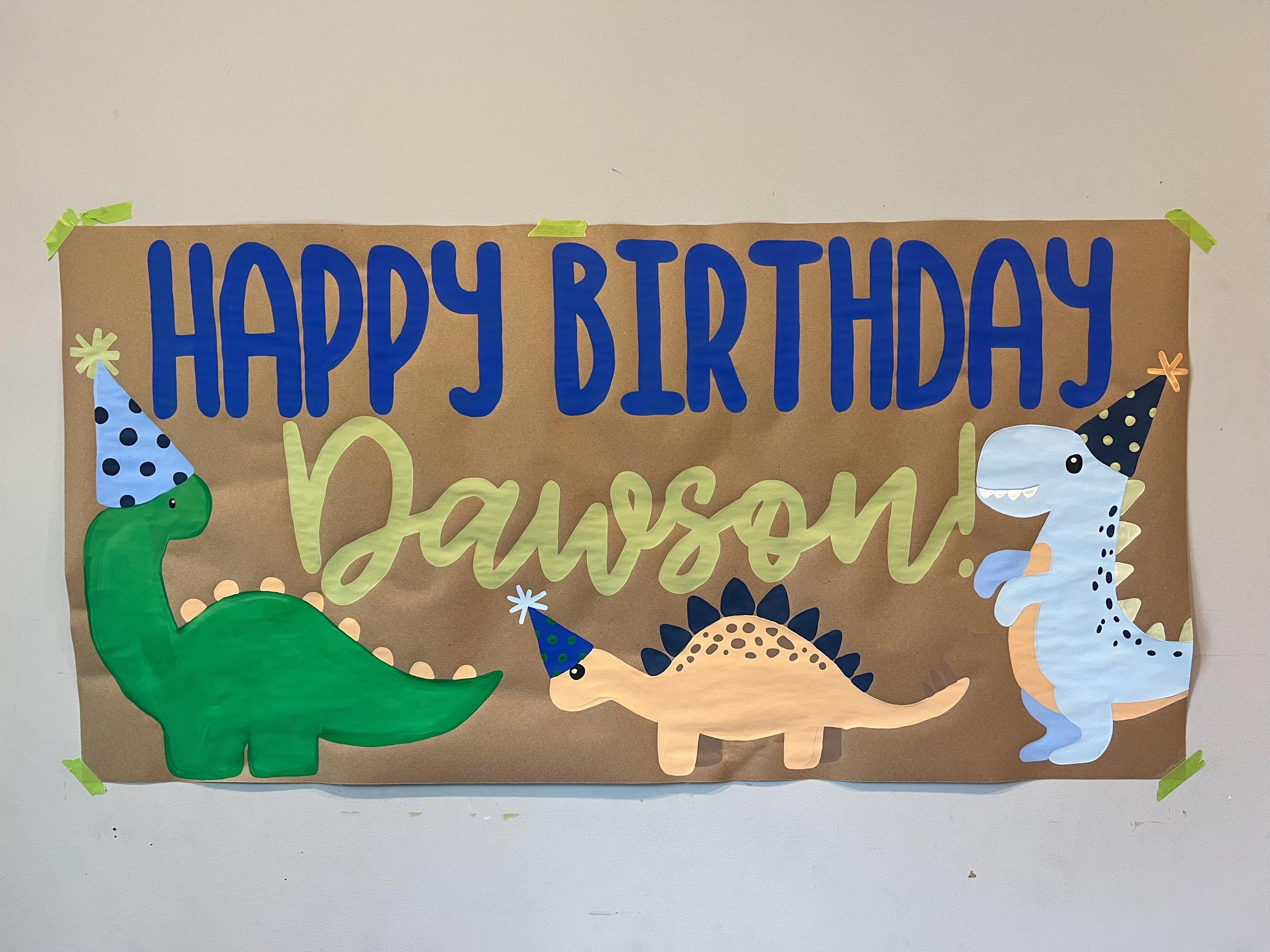 Dino Hand Painted Brown Paper Banner - Etsy