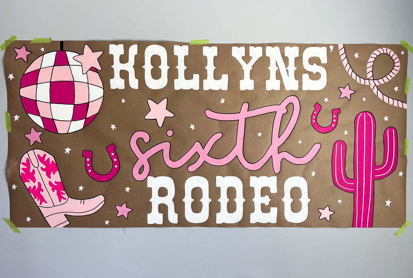 Pink Western Rodeo Hand Painted Brown Paper Banner - Etsy