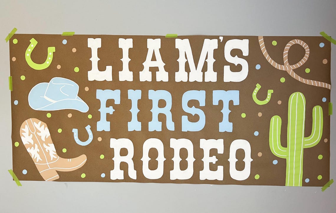 Western Rodeo Hand Painted Brown Paper Banner - Etsy
