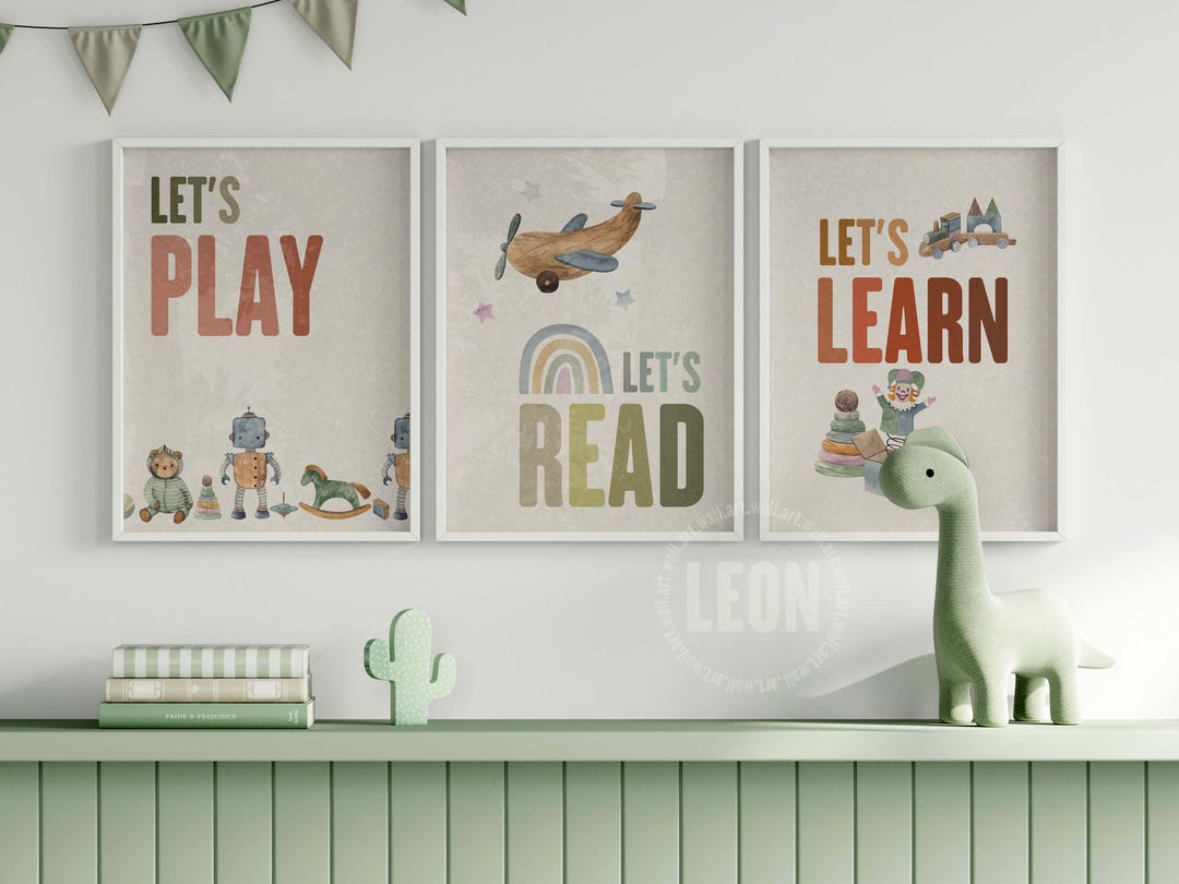 Play Room Wall Decor Set of 3, Homeschool Posters, Preschool Posters ...