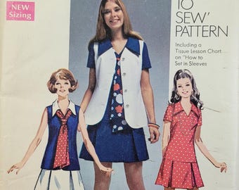 Vintage 70s Simplicity Sewing Pattern 8837 Misses Sleeveless Beach ...