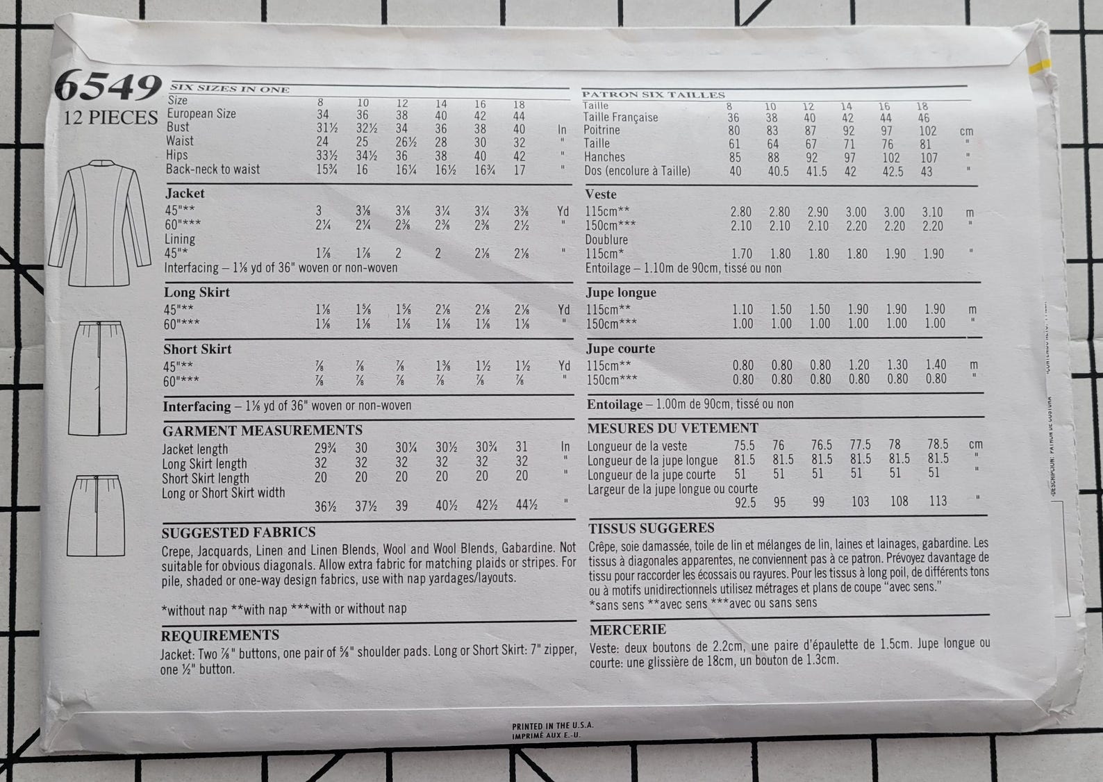 Uncut Vintage 90s New Look Sewing Pattern 6549 Misses Lined Jacket ...