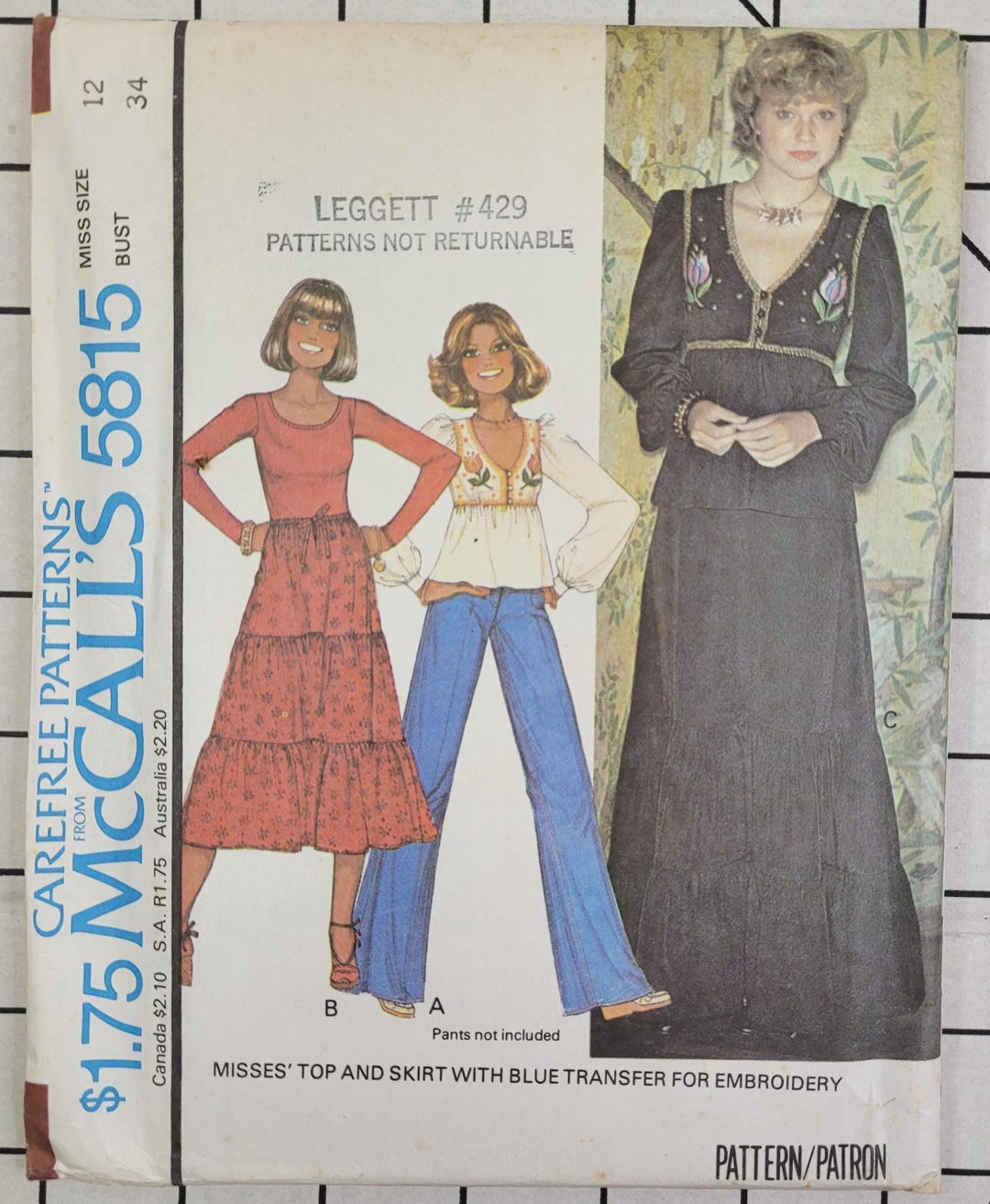 Uncut Vintage 70s Mccall's Sewing Pattern 5815 Misses Boho High-waisted ...