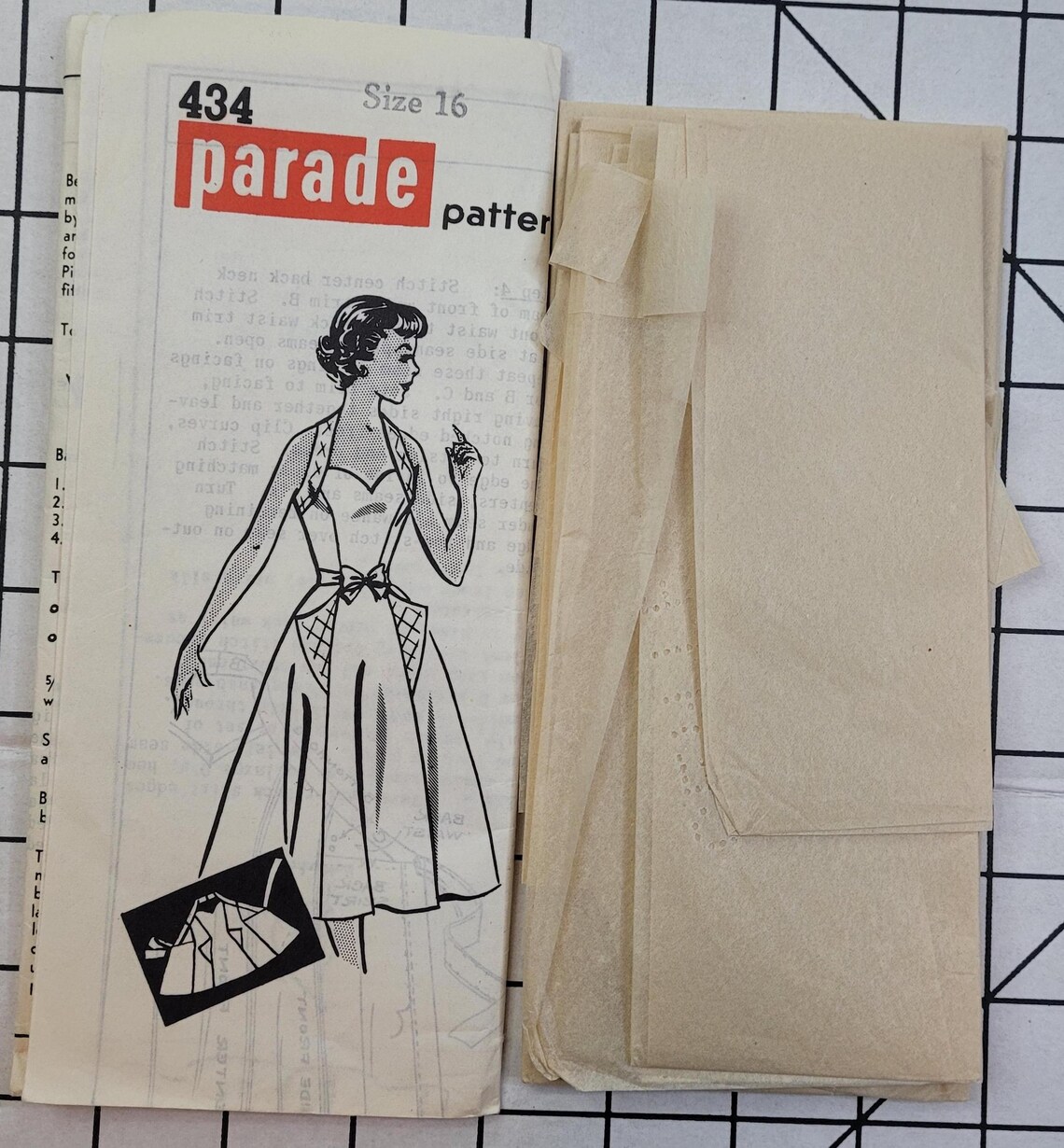 Vintage 50s Parade Mail Order Sewing Pattern 434 Misses Back Wrap ...