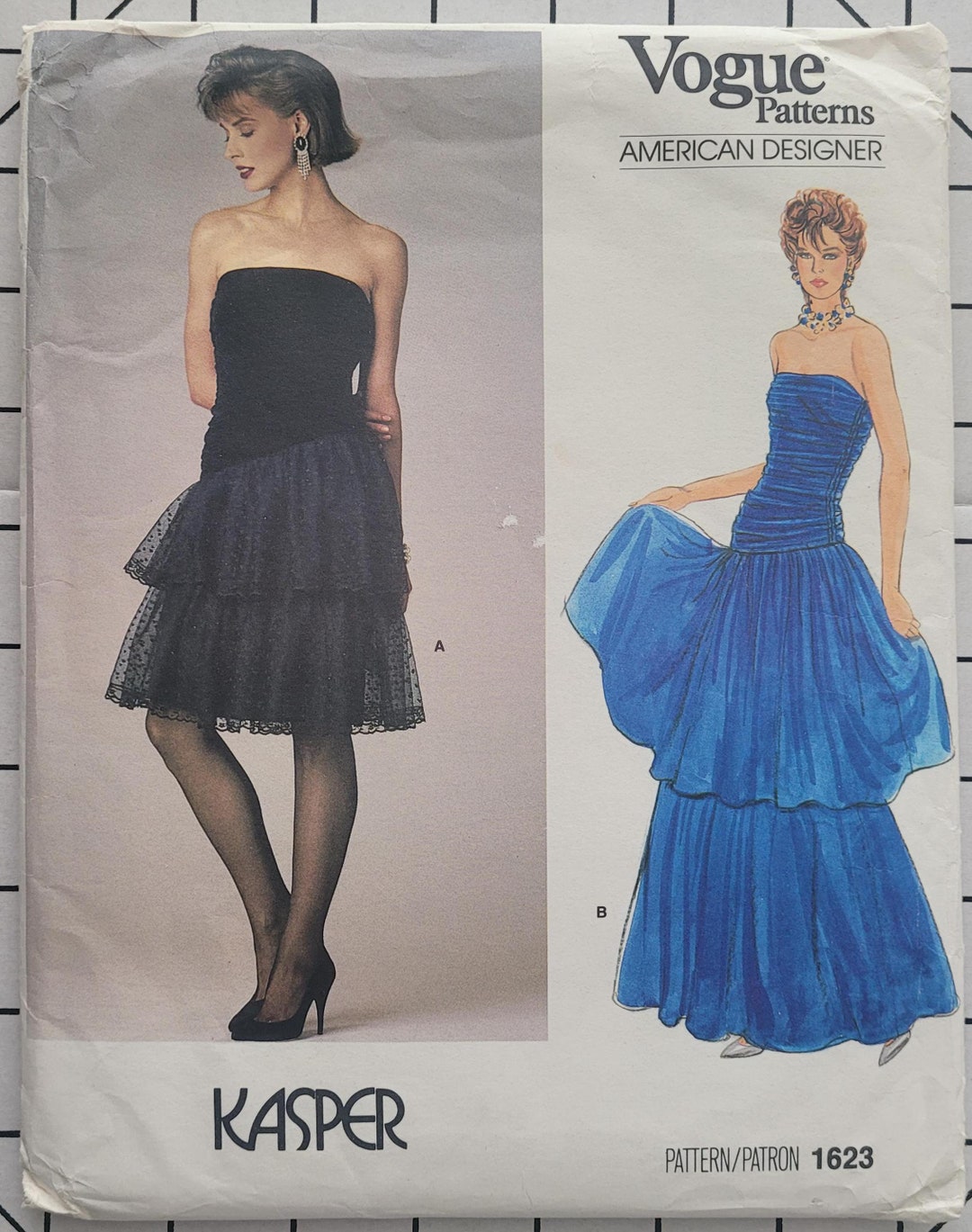 80s Vintage Vogue Designer Sewing Pattern 1623 Kasper Misses Strapless ...