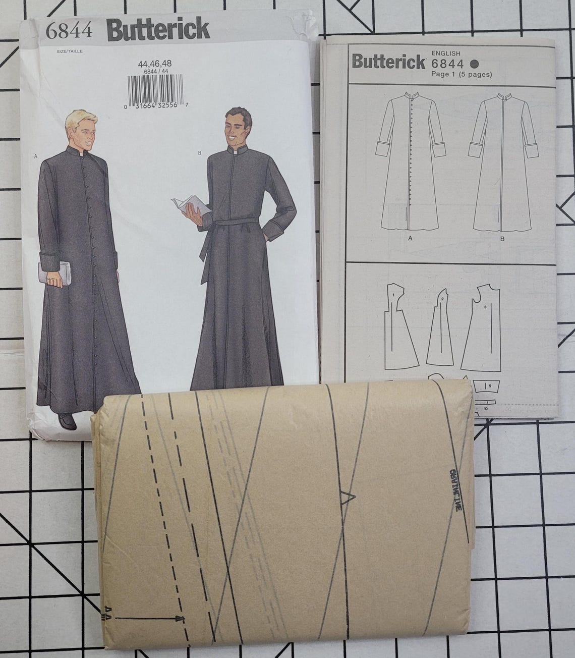 RARE Uncut Butterick Sewing Pattern 6844 Men's Religious Priest Clergy ...