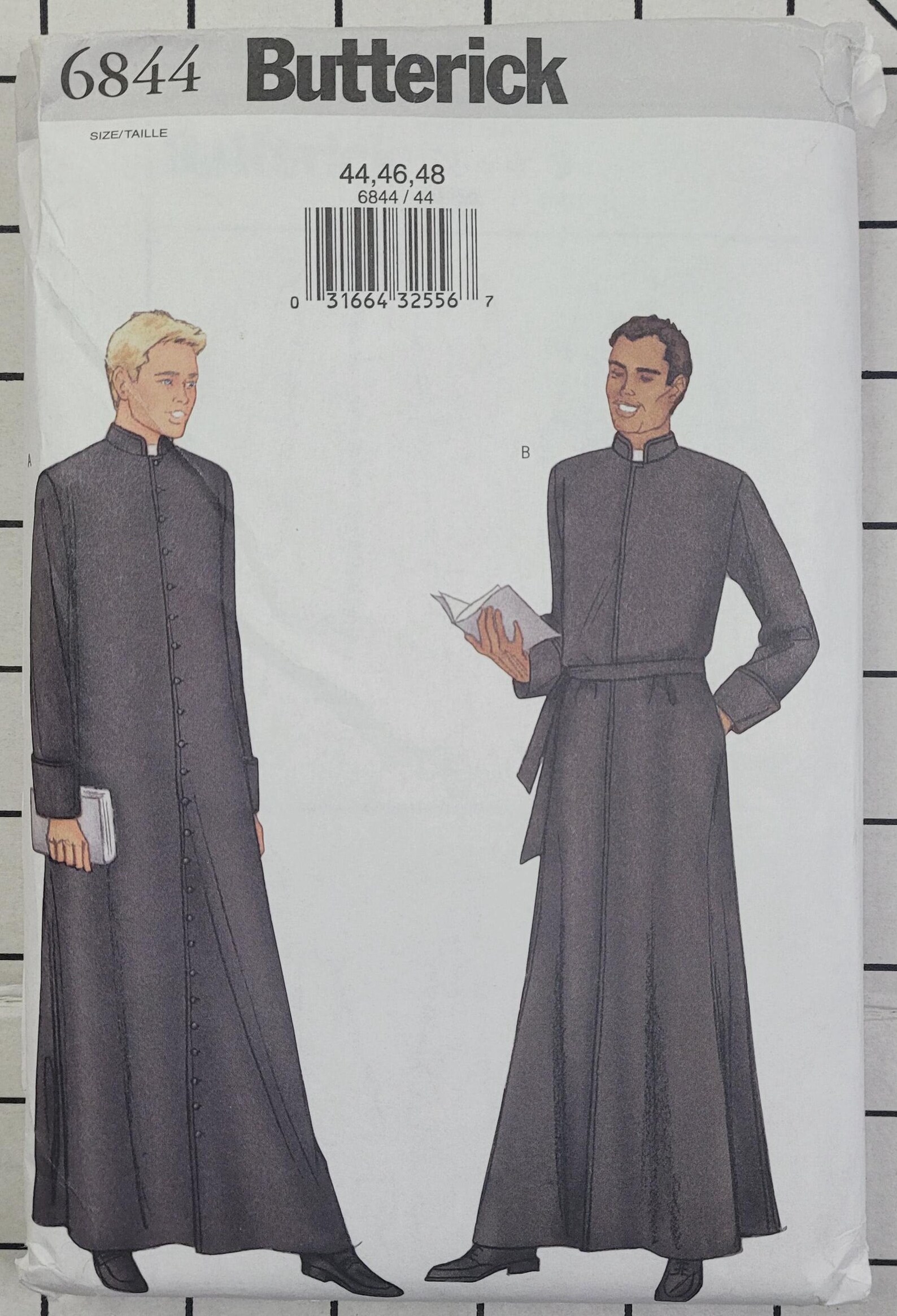 RARE Uncut Butterick Sewing Pattern 6844 Men's Religious Priest Clergy ...