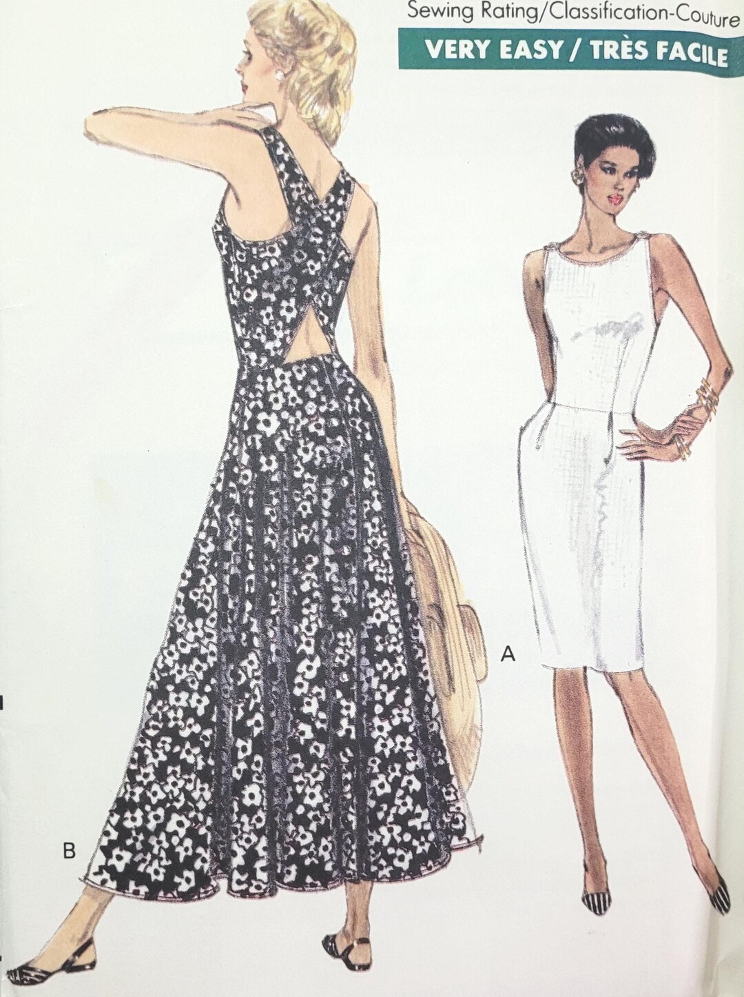 Uncut Vintage 90s Vogue Sewing Pattern 7718 Misses Dress in Two Lengths ...